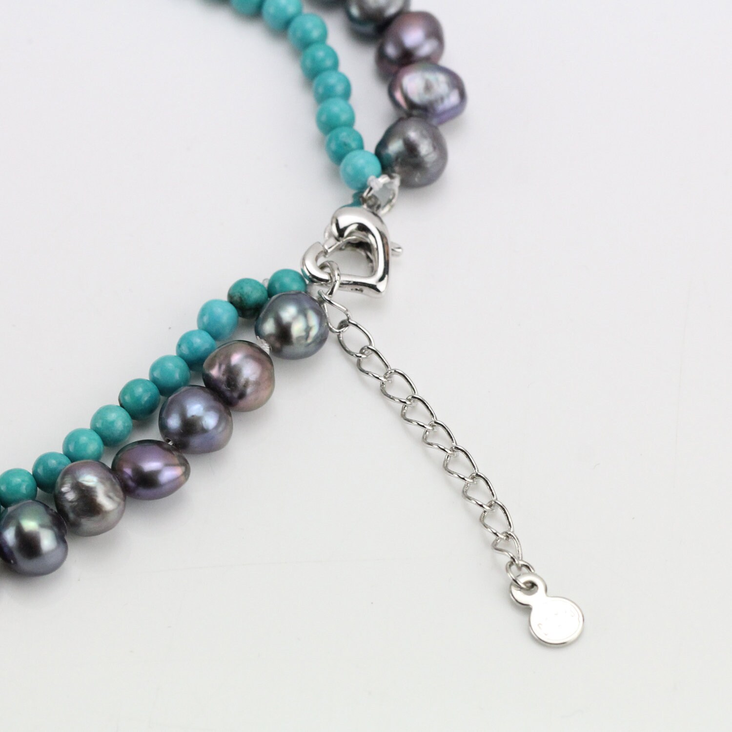 Pearl and turquoise necklacefreshwater black pearl necklace | Etsy