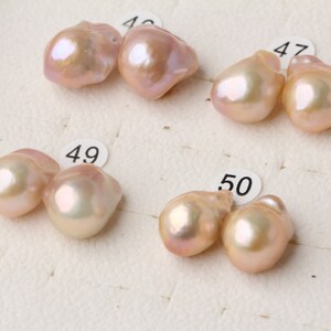 14-16mm Wide Natural Color Baroque Pearl Stud Earrings, Freshwater Baroque Pearl Earring Stud ...