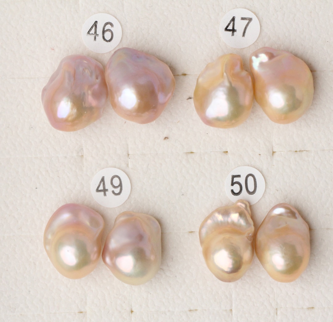 14-16mm Wide Natural Color Baroque Pearl Stud Earrings, Freshwater Baroque Pearl Earring Stud ...