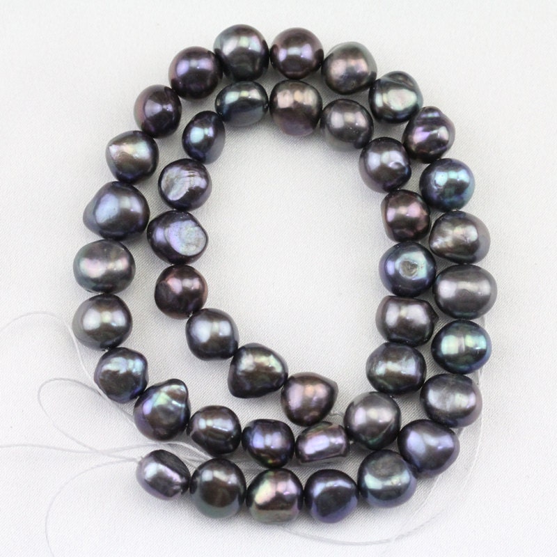 9-10mm Black Pearl Strand,baroque Pearl Beads,freshwater Irregular ...