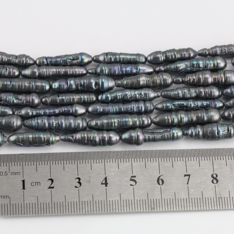 5-7mmX18-25mm Long bullet pearlblack color freshwater baroque | Etsy