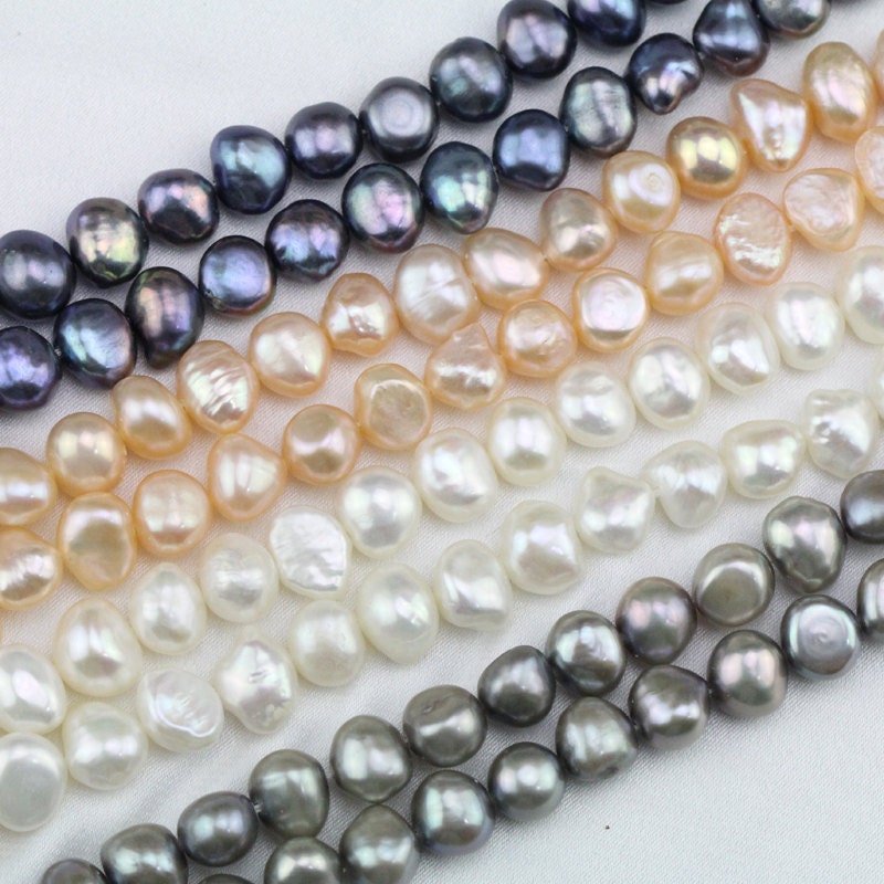 8-9mmx9-10mm Silver Grey Baroque Pearl Strand,freshwater Nugget ...