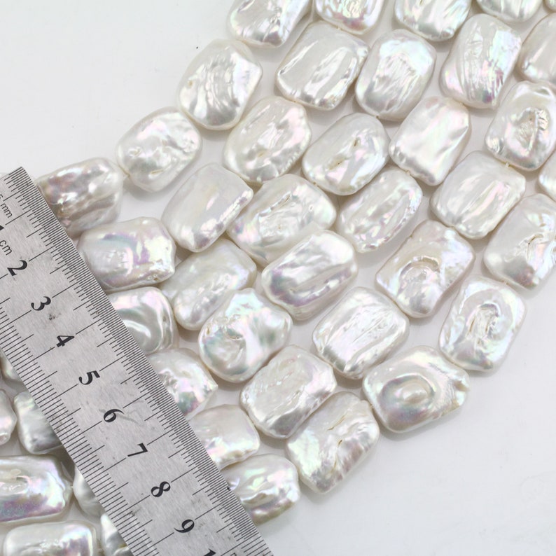 17-19mm Square Shape Freshwater Pearl Strandwhite Large | Etsy