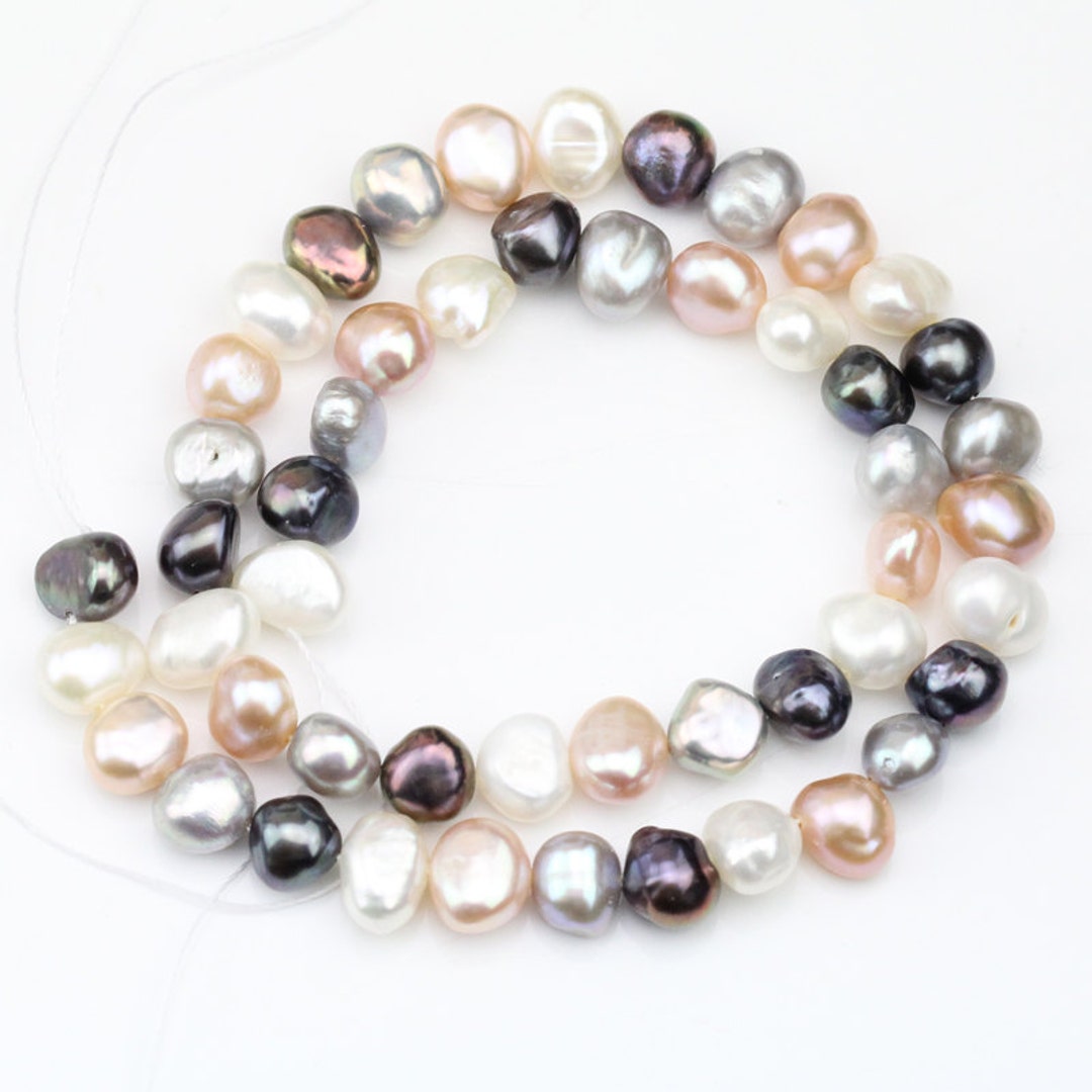 8-9mmx9-10mm Multi Color Baroque Pearl Strand,freshwater Mixed Color ...