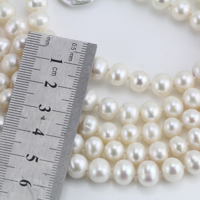 55inch Pearl Lariat Necklaceextra Long Freshwater Pearl Etsy