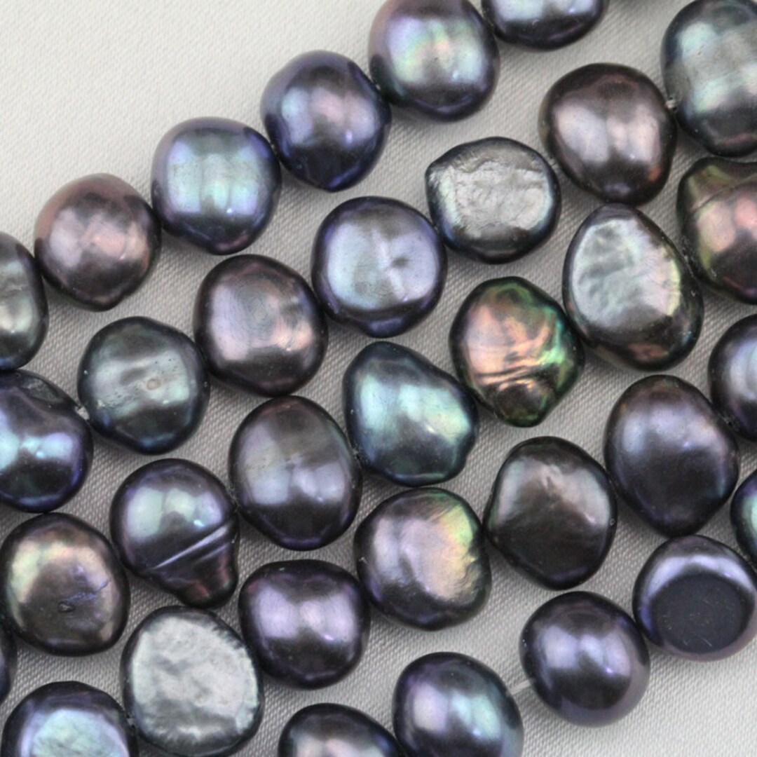 8-9mmx9-10mm Black Pearl Strand,baroque Pearls,freshwater Irregular ...