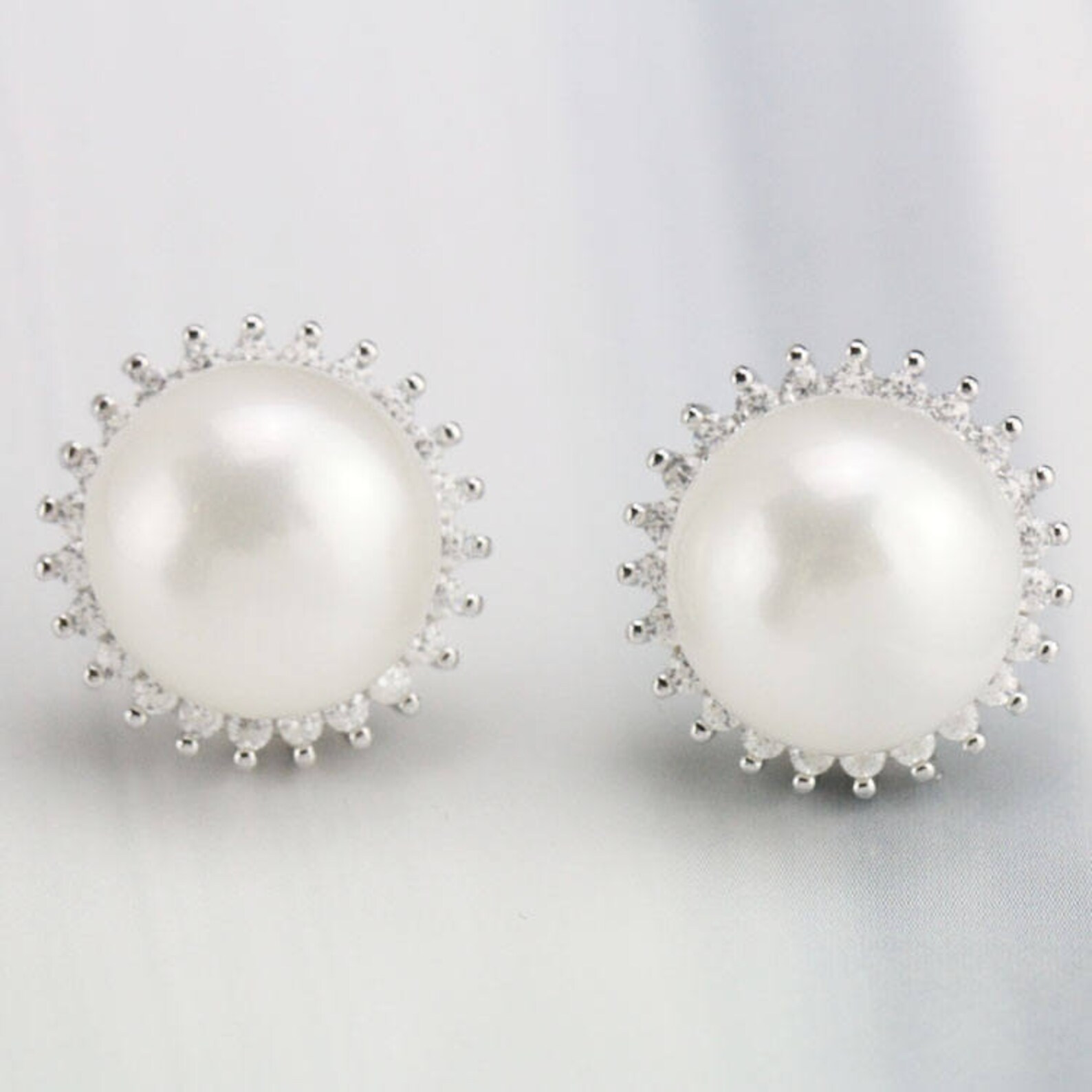 Bridal Pearl Earingscrystal Bridal Earrings Weddingflower - Etsy