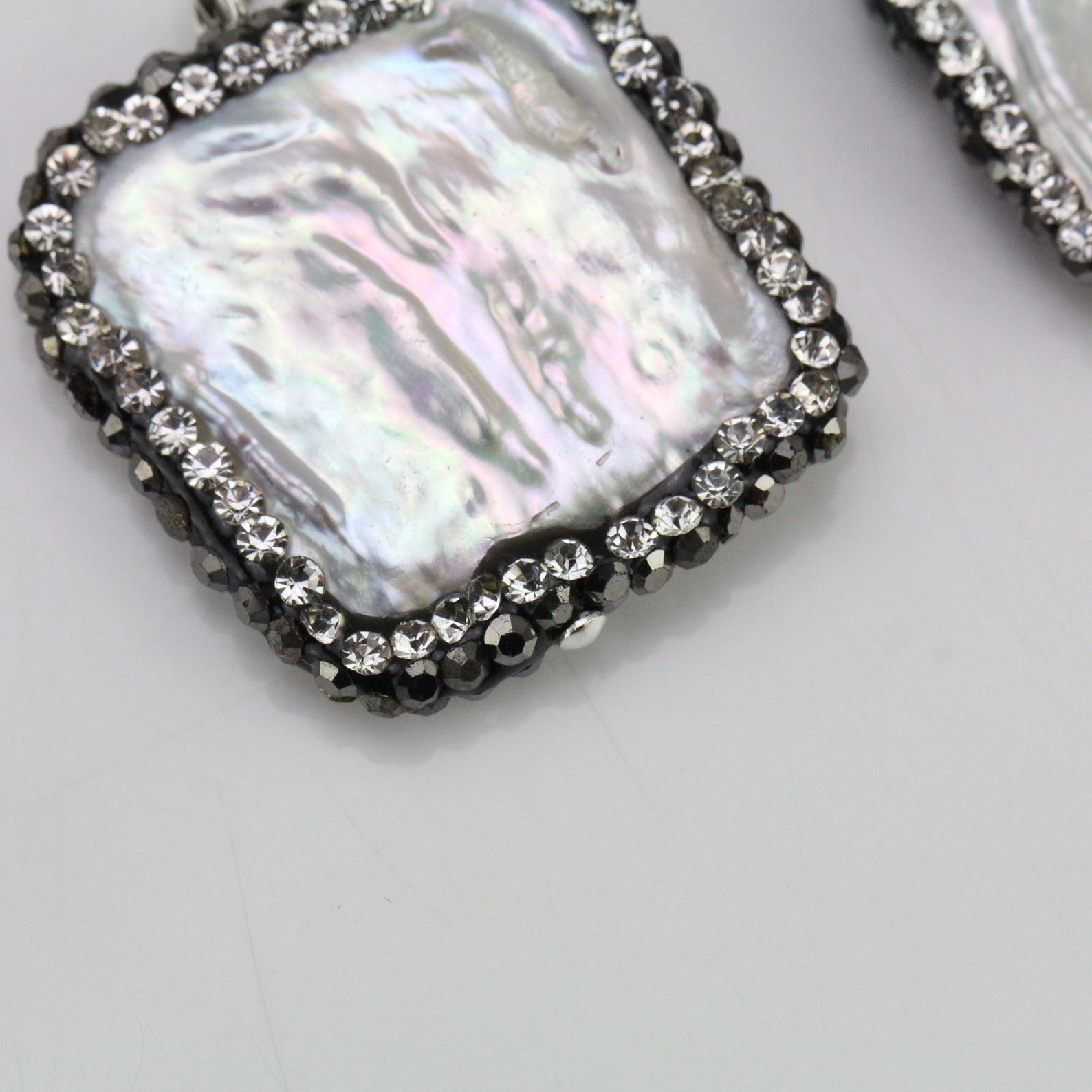 22-25mm White Color Square Pearl Earringslarge Biwa Pearl - Etsy