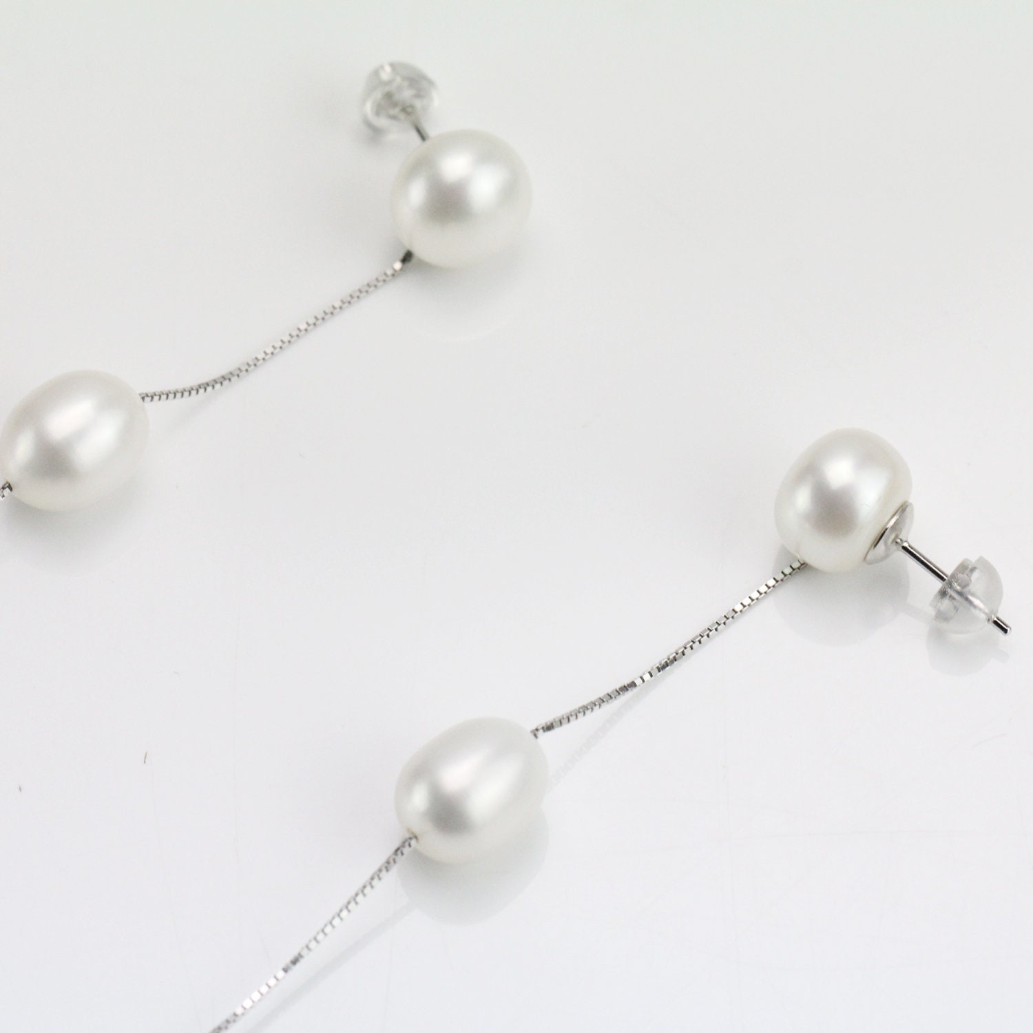 Extra long pearl earringsgenuine cultured freshwater pearl | Etsy