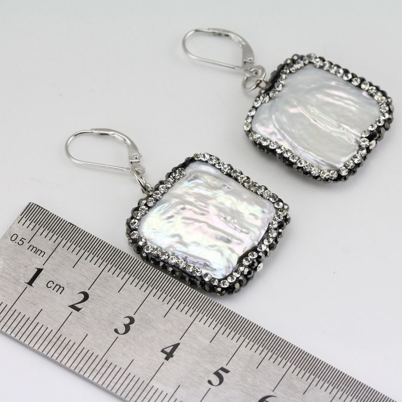 22-25mm White Color Square Pearl Earringslarge Biwa Pearl - Etsy
