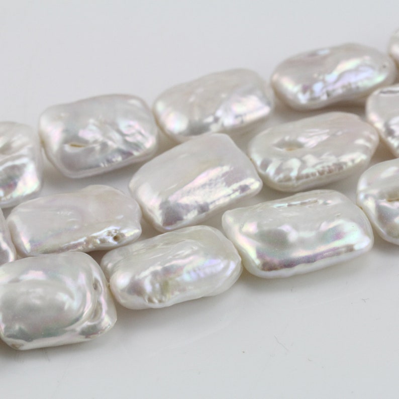 17-19mm Square Shape Freshwater Pearl Strandwhite Large - Etsy