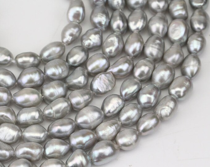 7-8mm Grey Pearls,baroque Pearl Strand,freshwater Nugget Pearl,silver ...