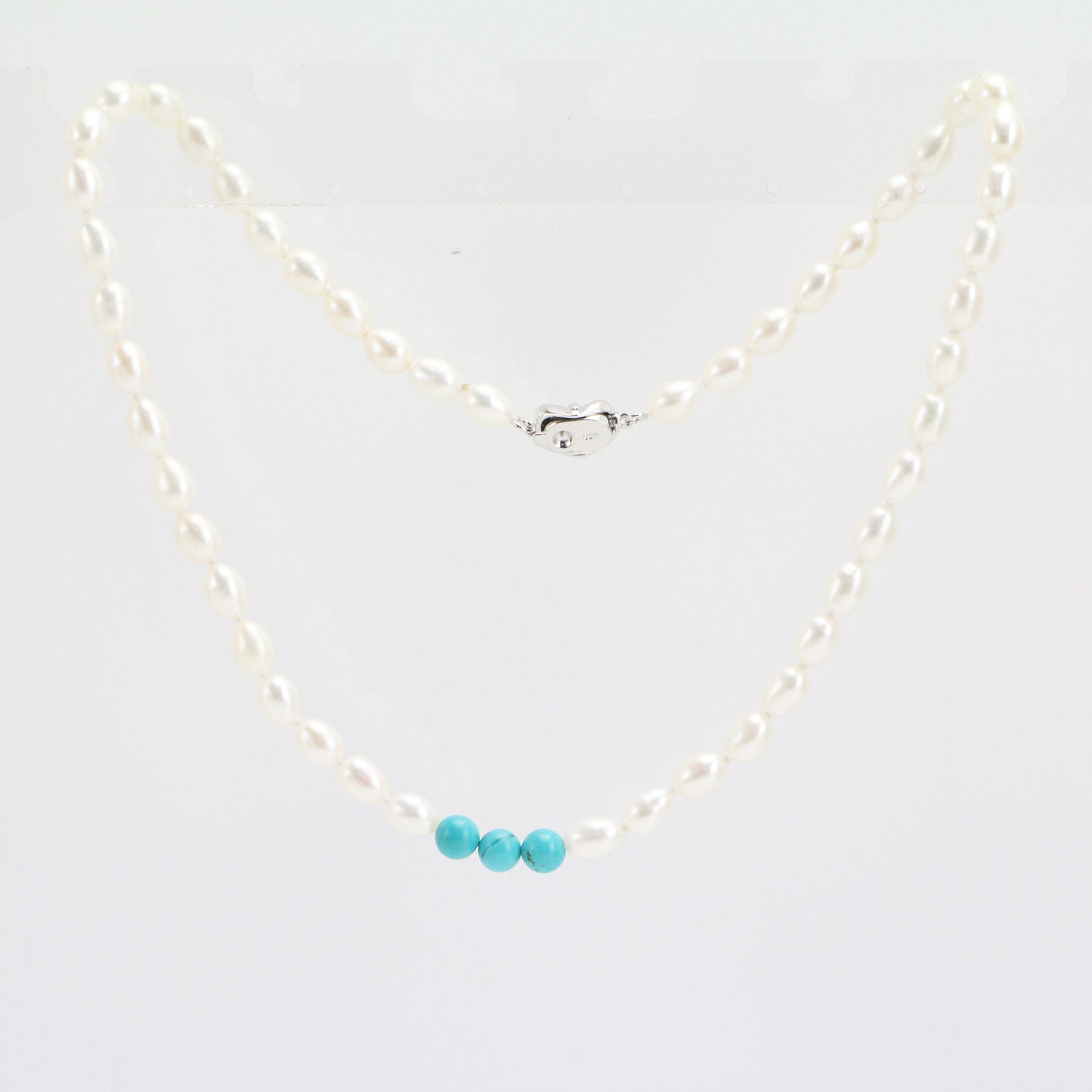 Turquoise and pearl necklacebridesmaid pearl necklacepearl | Etsy