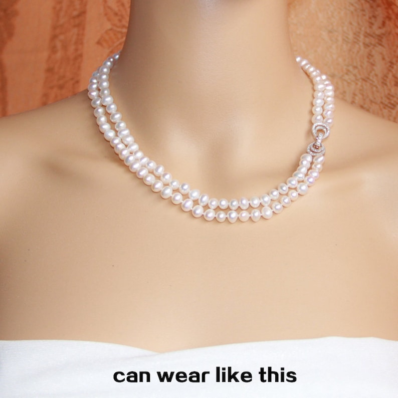 Double pearl necklace2 strand pearl necklacetwo strand pearl | Etsy