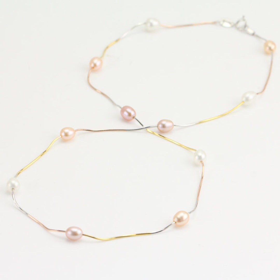 Floating Pearl Necklacepearl Illusion Necklacemulti Color - Etsy