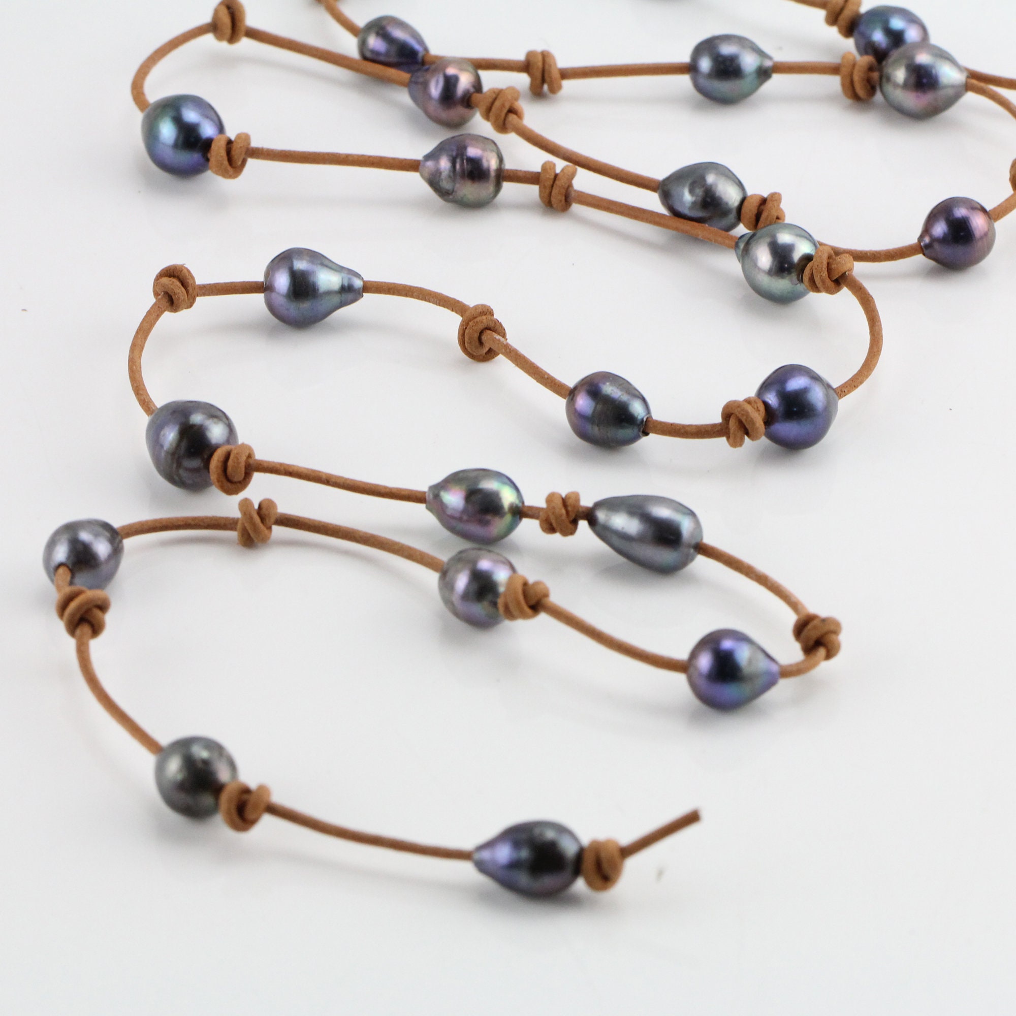 60inch Pearl Lariat Necklace12mm Black Color Freshwater Drop Etsy