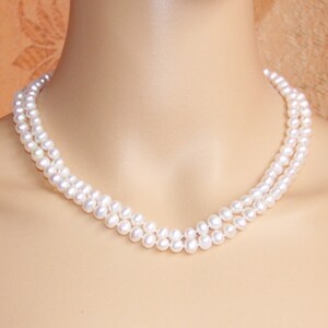 Double pearl necklace2 strand pearl necklacetwo strand pearl | Etsy