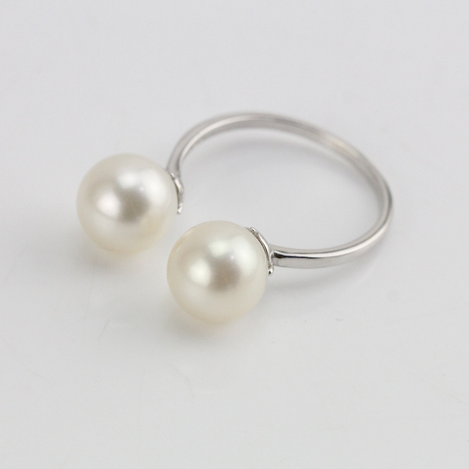 Midi Ringdouble Pearl Ringsterling Silver Open Ring - Etsy