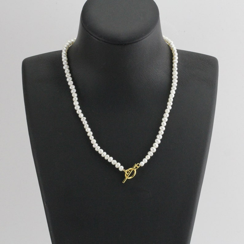 3 5 4mm Small Seed Pearl Toggle Necklacewhite Pearl Lariat Etsy