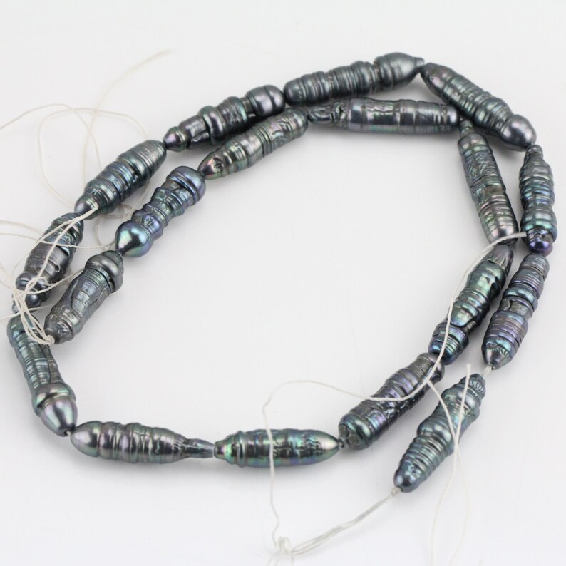 5-7mmX18-25mm Long bullet pearlblack color freshwater baroque | Etsy