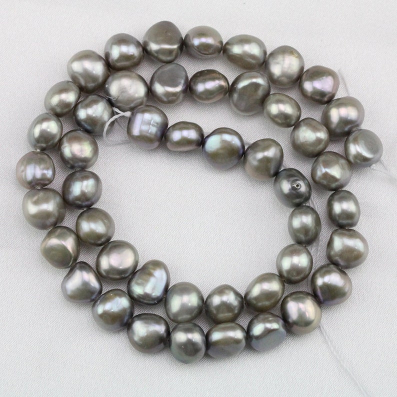 8-9mmx9-10mm Silver Grey Baroque Pearl Strand,freshwater Nugget ...