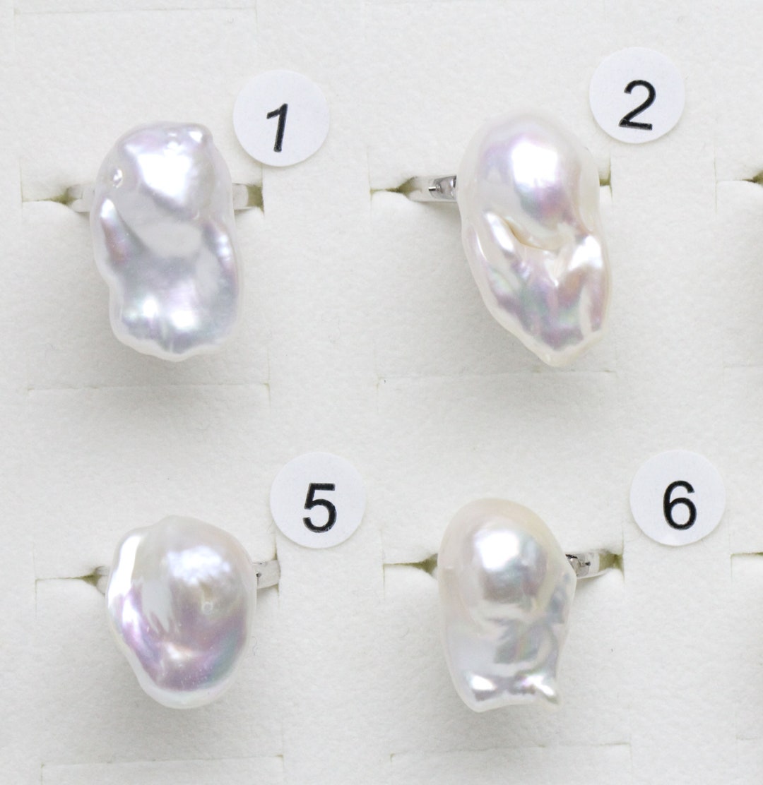 Choose Your Ring,14-16mm Wide White Color Large Baroque Pearl Ring,big ...