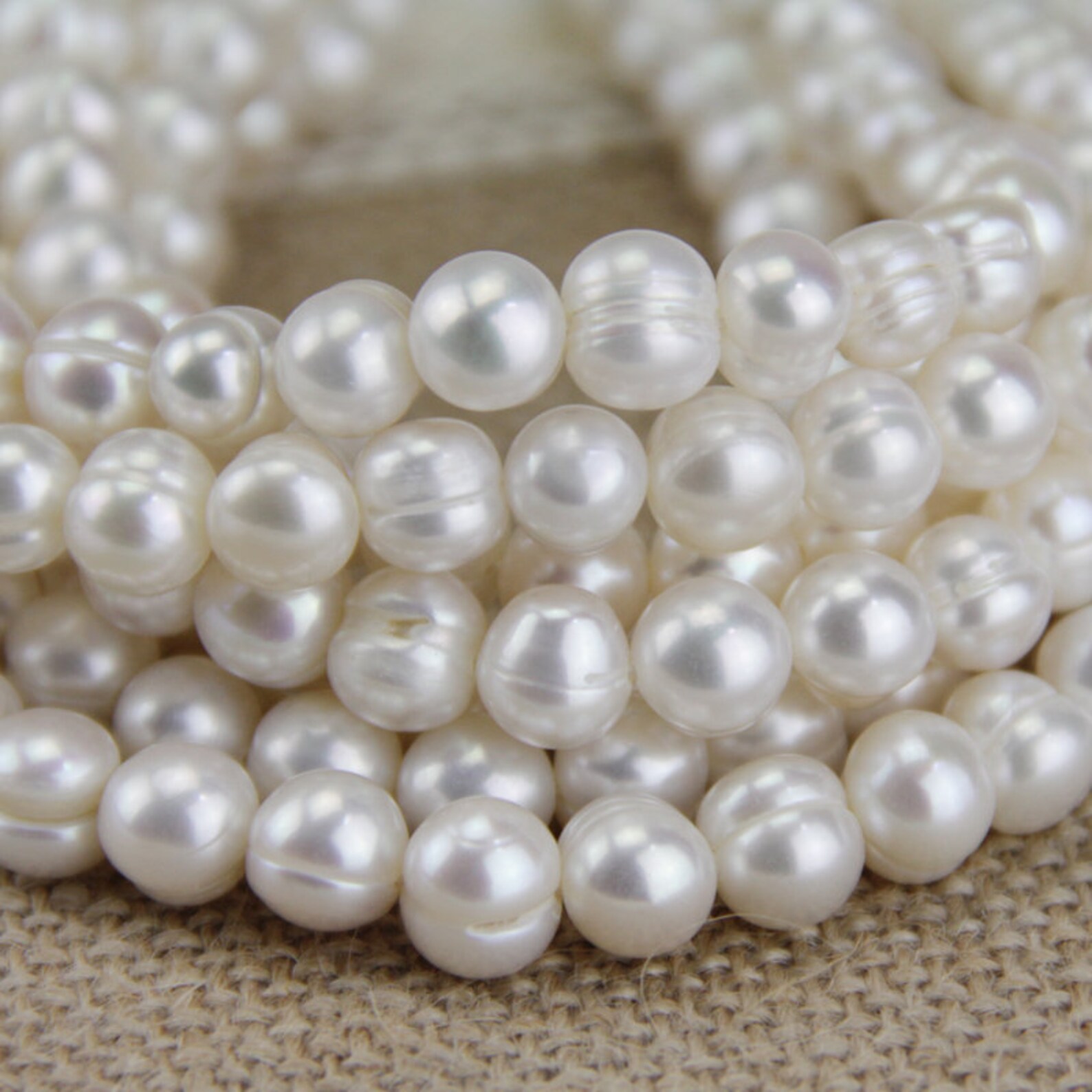7mm Silver Gray Pearl Strand,freshwater Potato Near Round Pearl,pink ...