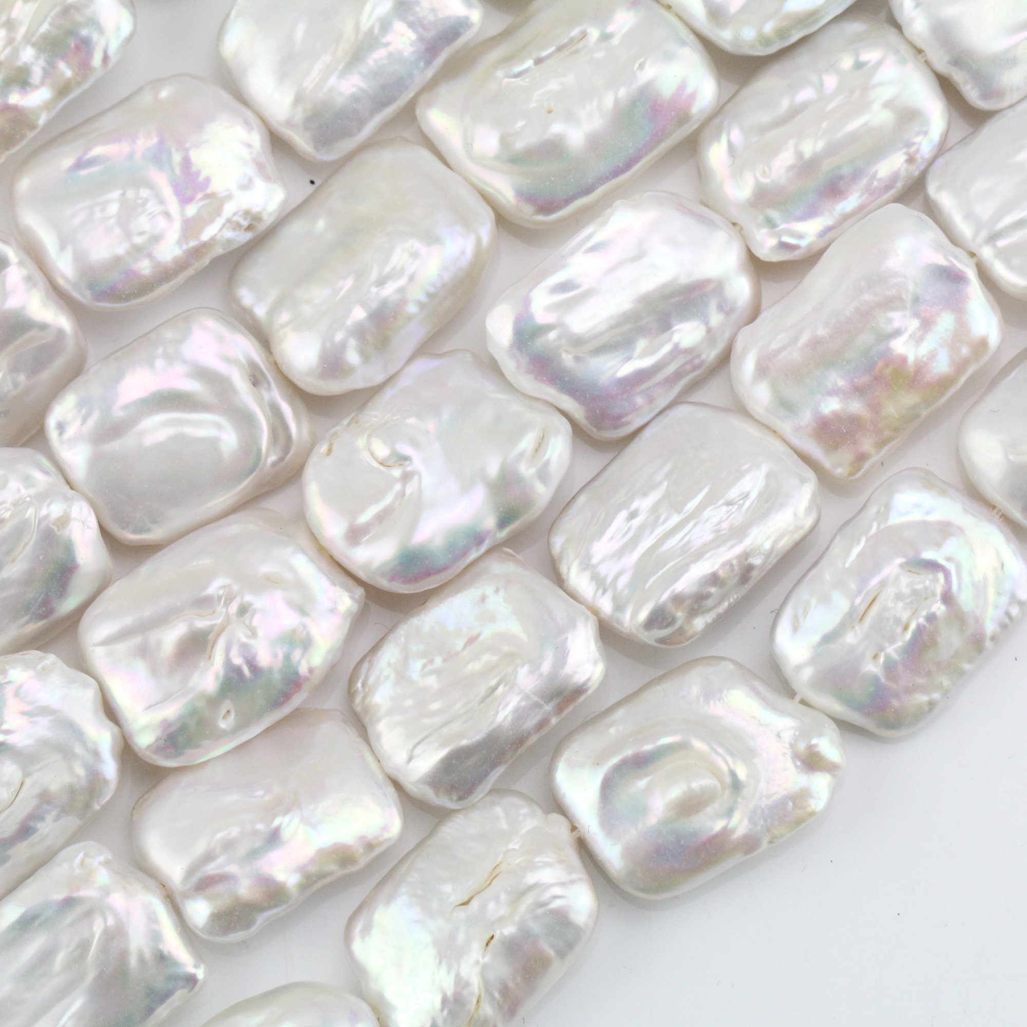 17-19mm square shape freshwater pearl strandwhite large | Etsy