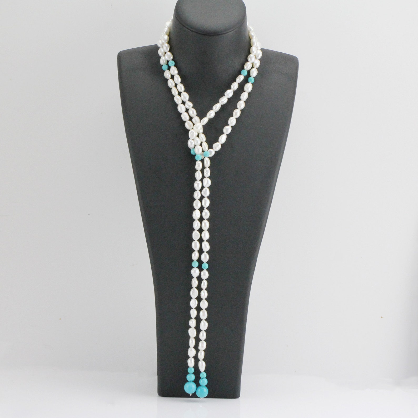55inch Pearl Lariat Necklaceextra Long Baroque Pearl And Etsy