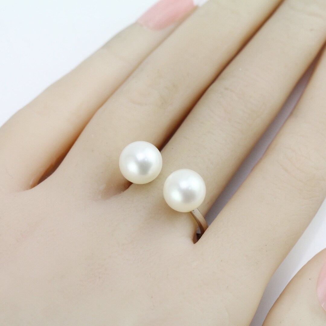 Midi Ring,double Pearl Ring,sterling Silver Open Ring Pearl,cultured ...