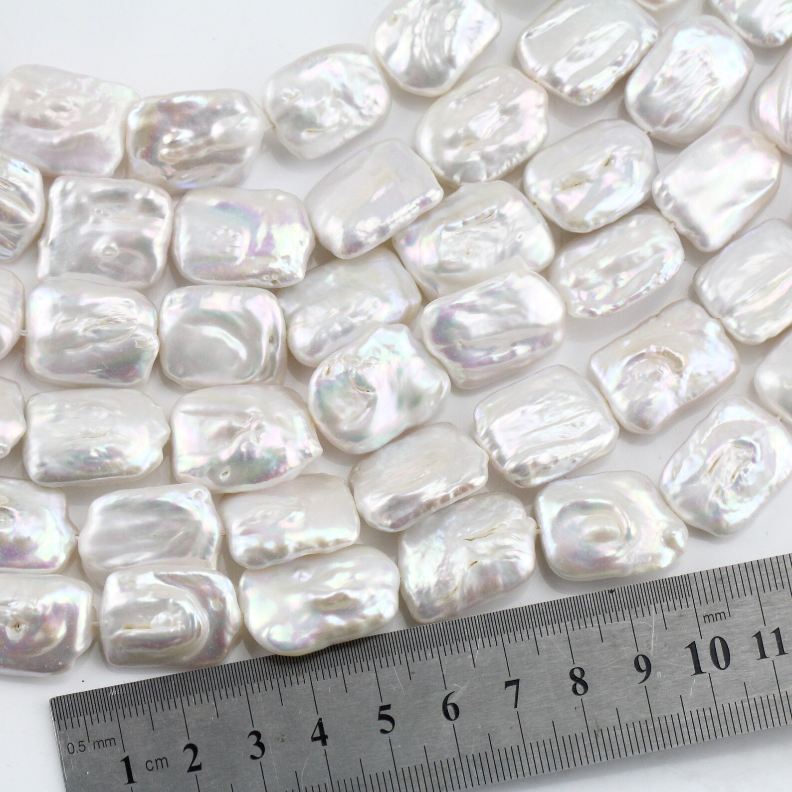 17-19mm Square Shape Freshwater Pearl Strandwhite Large - Etsy