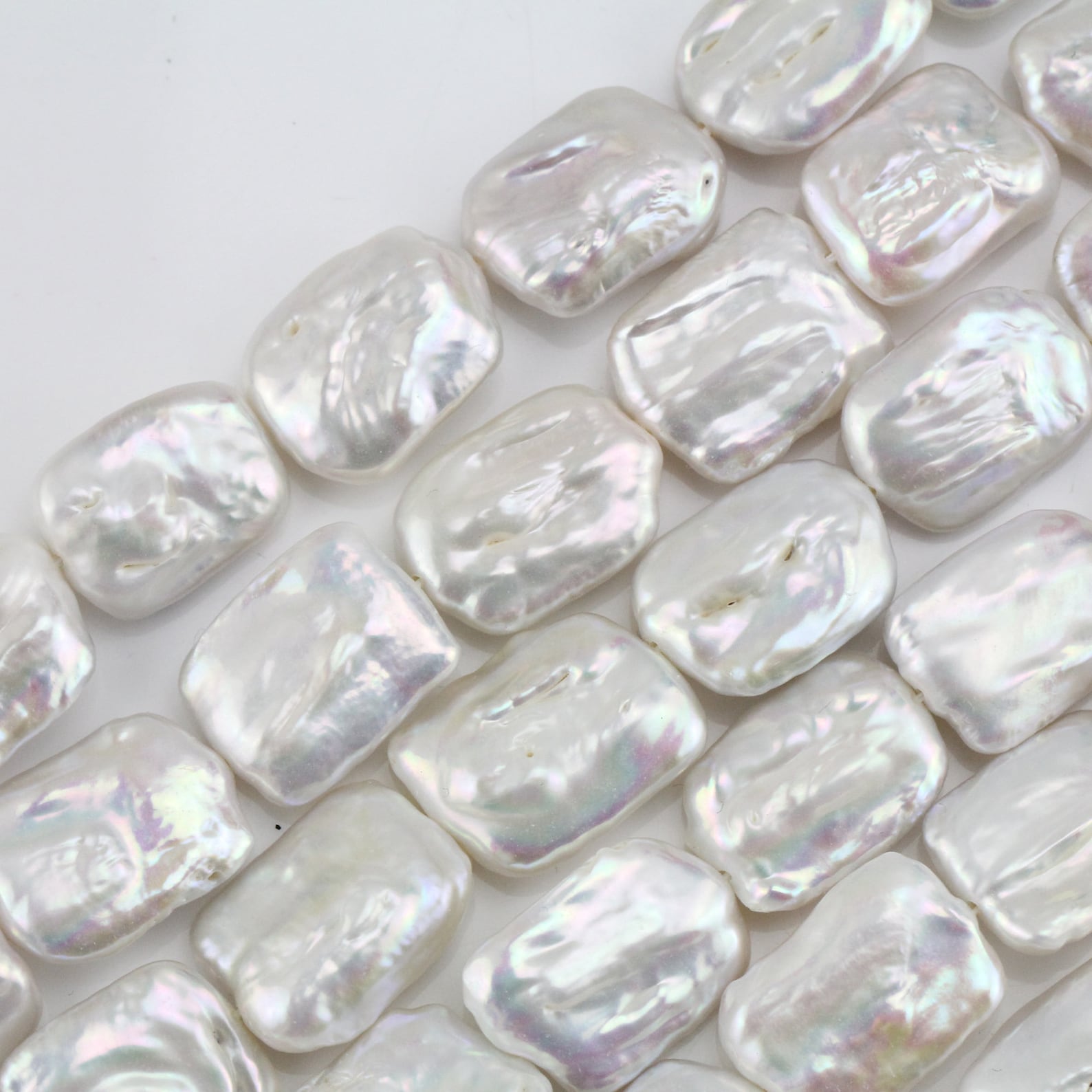 17-19mm Square Shape Freshwater Pearl Strandwhite Large | Etsy