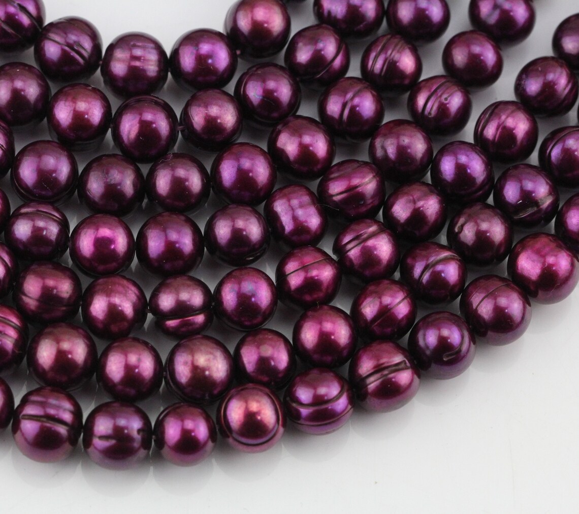 8mm Wine Red Pearl Strand,freshwater Potato Pearl Bead Wholesale,large ...