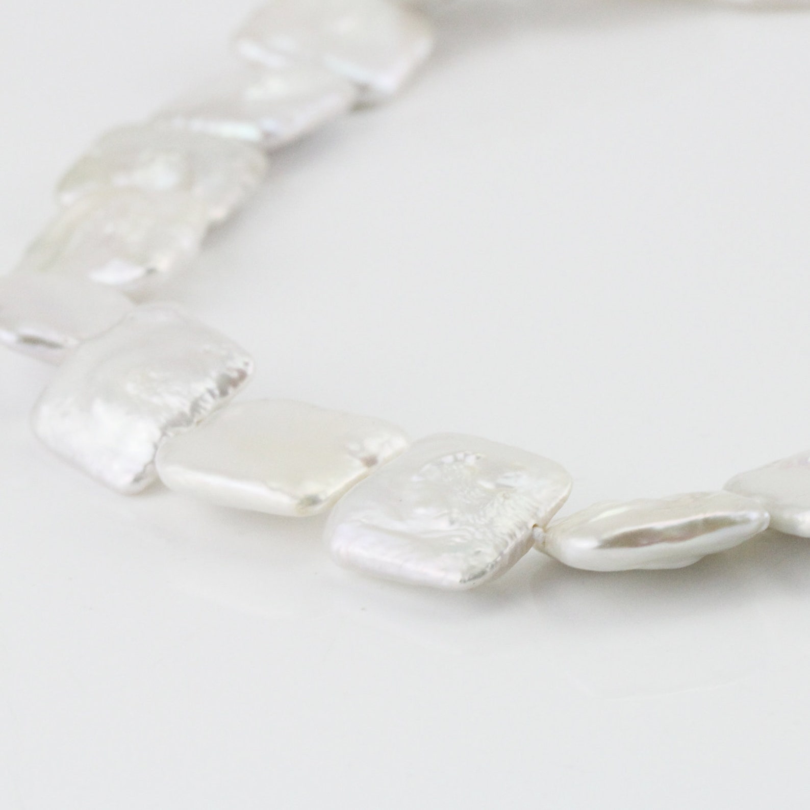 16-17mm White Square Pearl Necklacelarge Baroque Pearl - Etsy