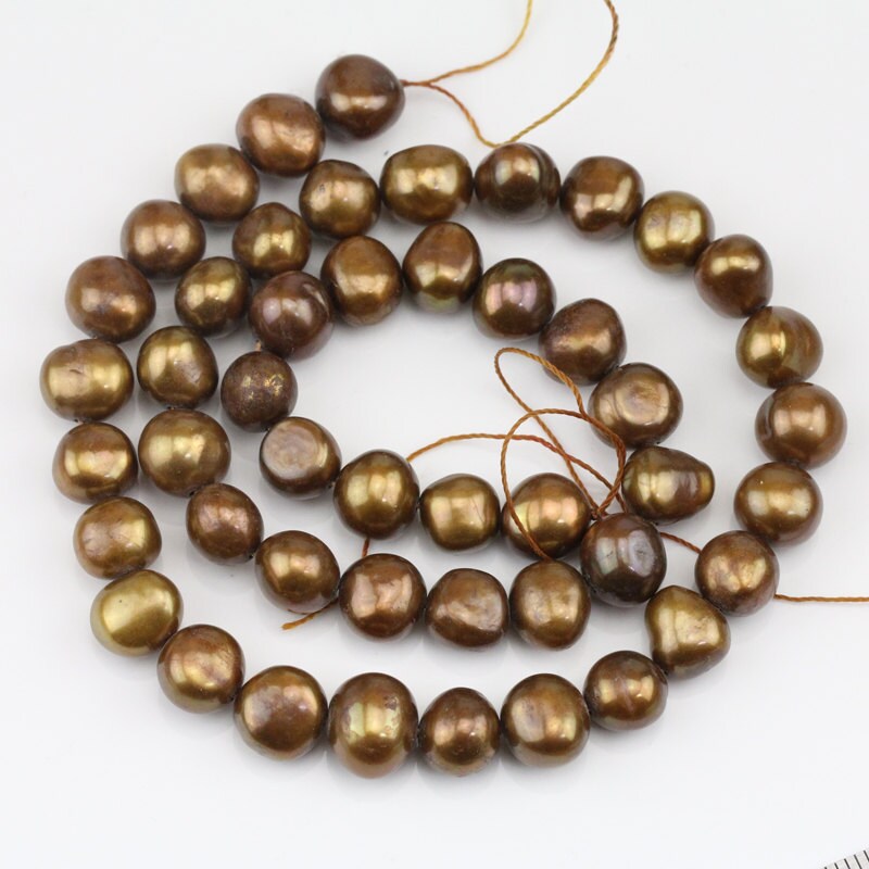 8-9mmx9-10mm Silver Grey Baroque Pearl Strand,freshwater Nugget ...