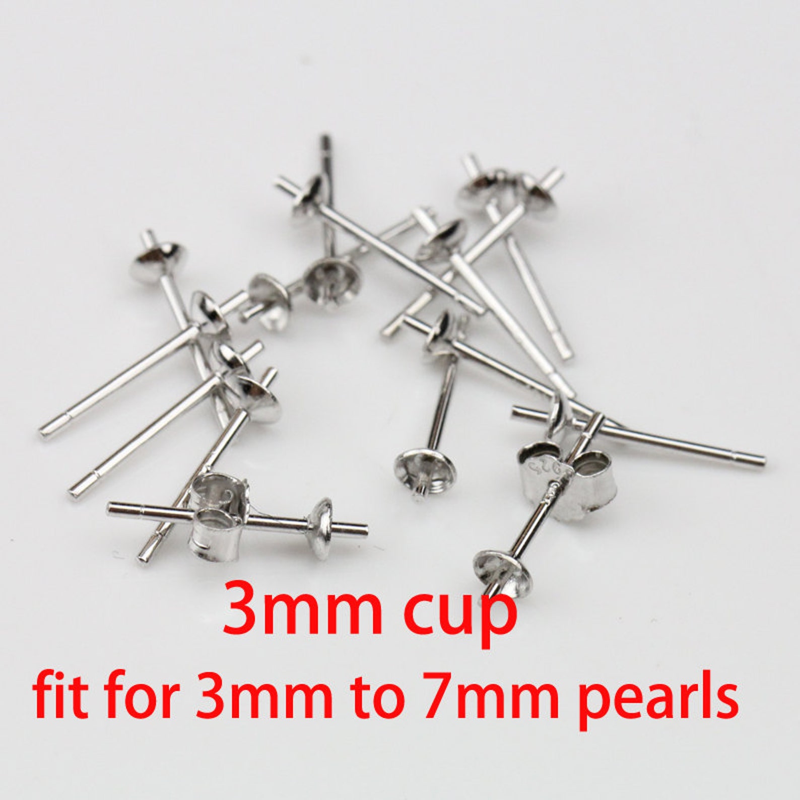 Sterling Silver Posts3mm4mm5mm Earring Cup and 1mm Pegs for - Etsy