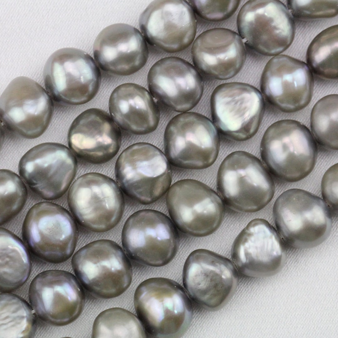 8-9mmx9-10mm Silver Grey Baroque Pearl Strand,freshwater Nugget ...