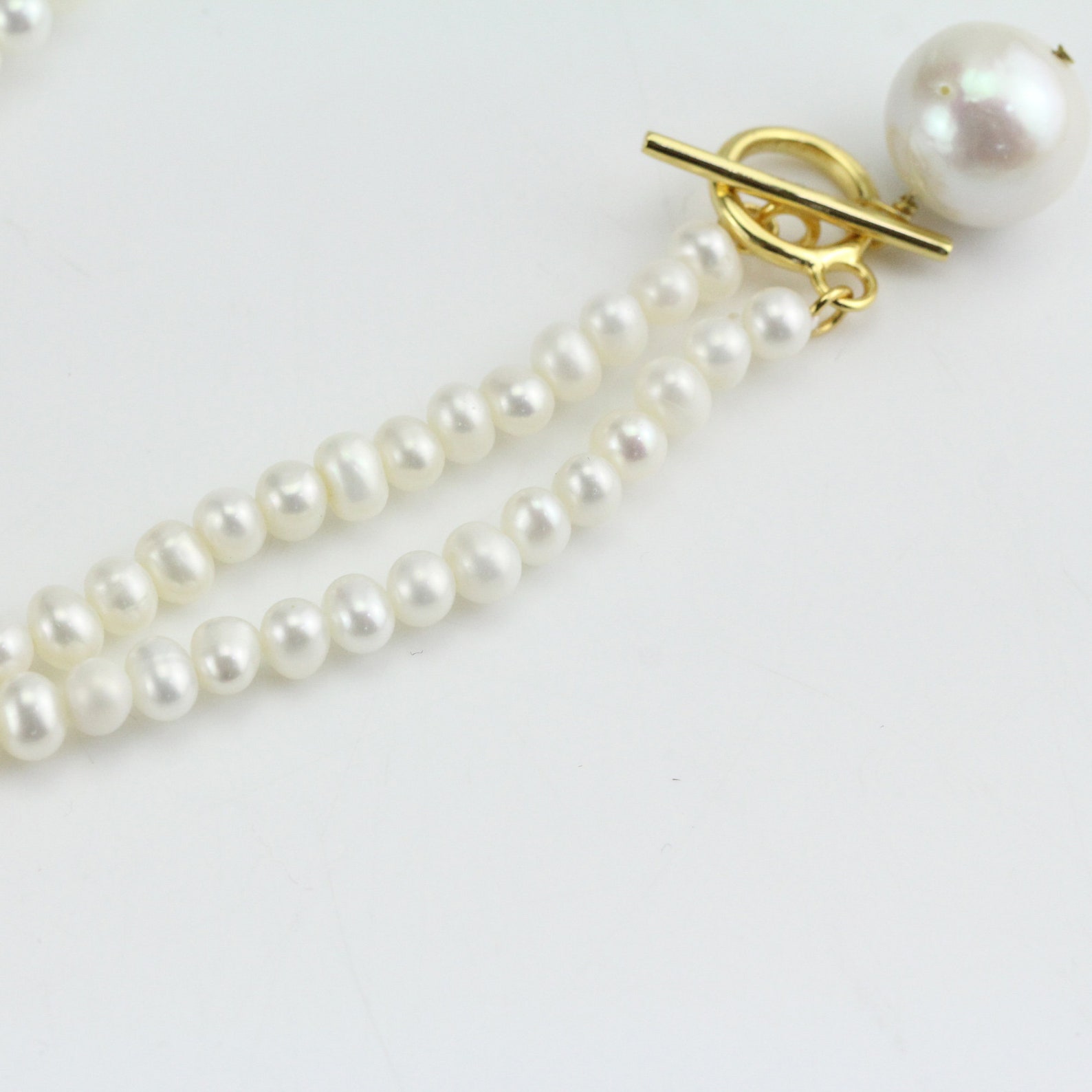 4-5mm&11-13mm Small Big Pearl Toggle Necklace,white Pearl Lariat ...