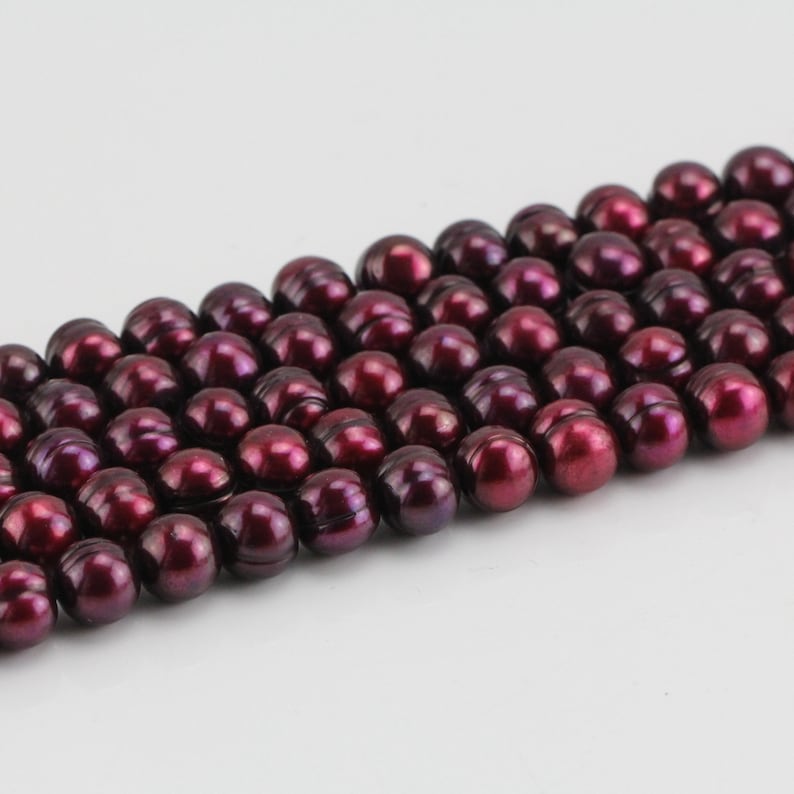 10mm wine red pearl strandfreshwater potato pearl beadnear | Etsy