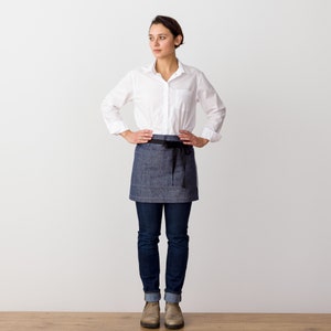 Blue Denim Server Half Apron | Black Straps | Bistro Restaurant Waist ...