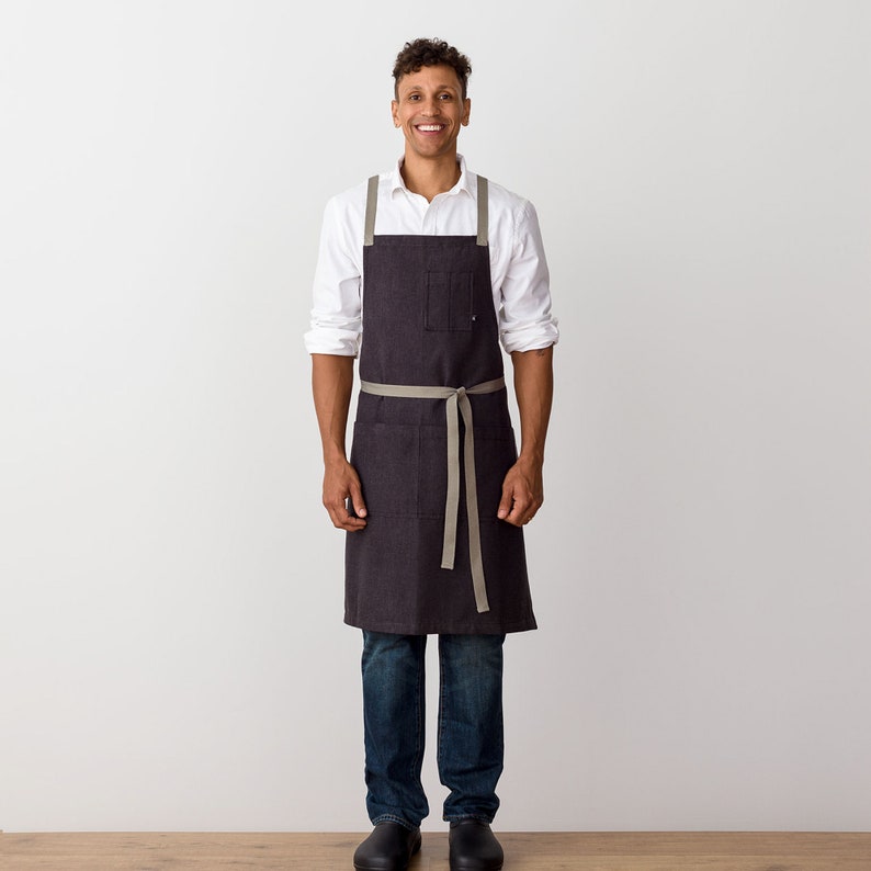 Cross Back Chef Apron for Men and Women Charcoal Black - Etsy UK