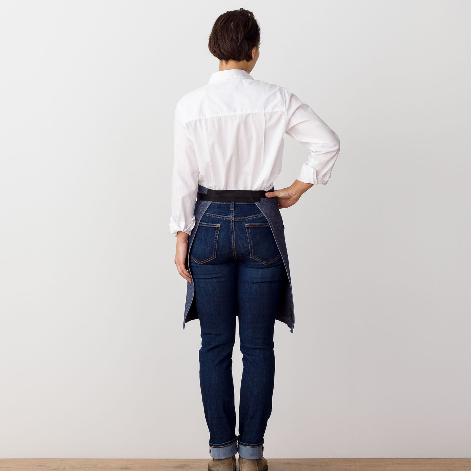 Blue Denim Server Half Apron | Black Straps | Bistro Restaurant Waist ...