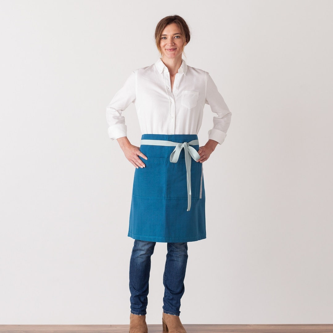 Bistro Server Half Apron for Women, Men | Seaside Blue With Ice Straps ...