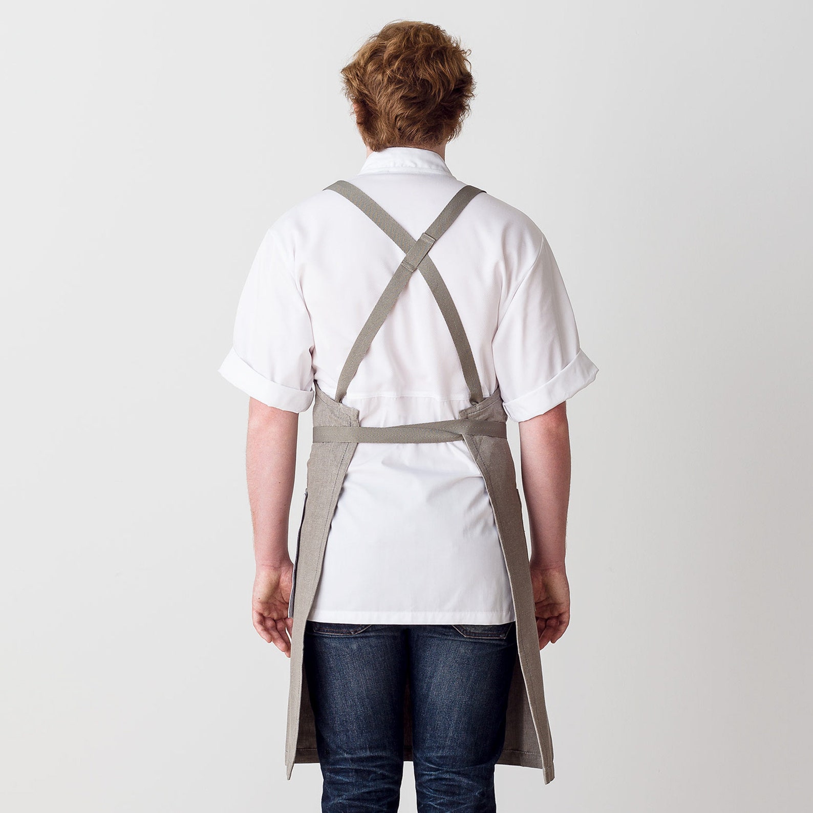Cross Back Apron for Women, Men | Tan-beige Canvas, Tan Straps, With ...