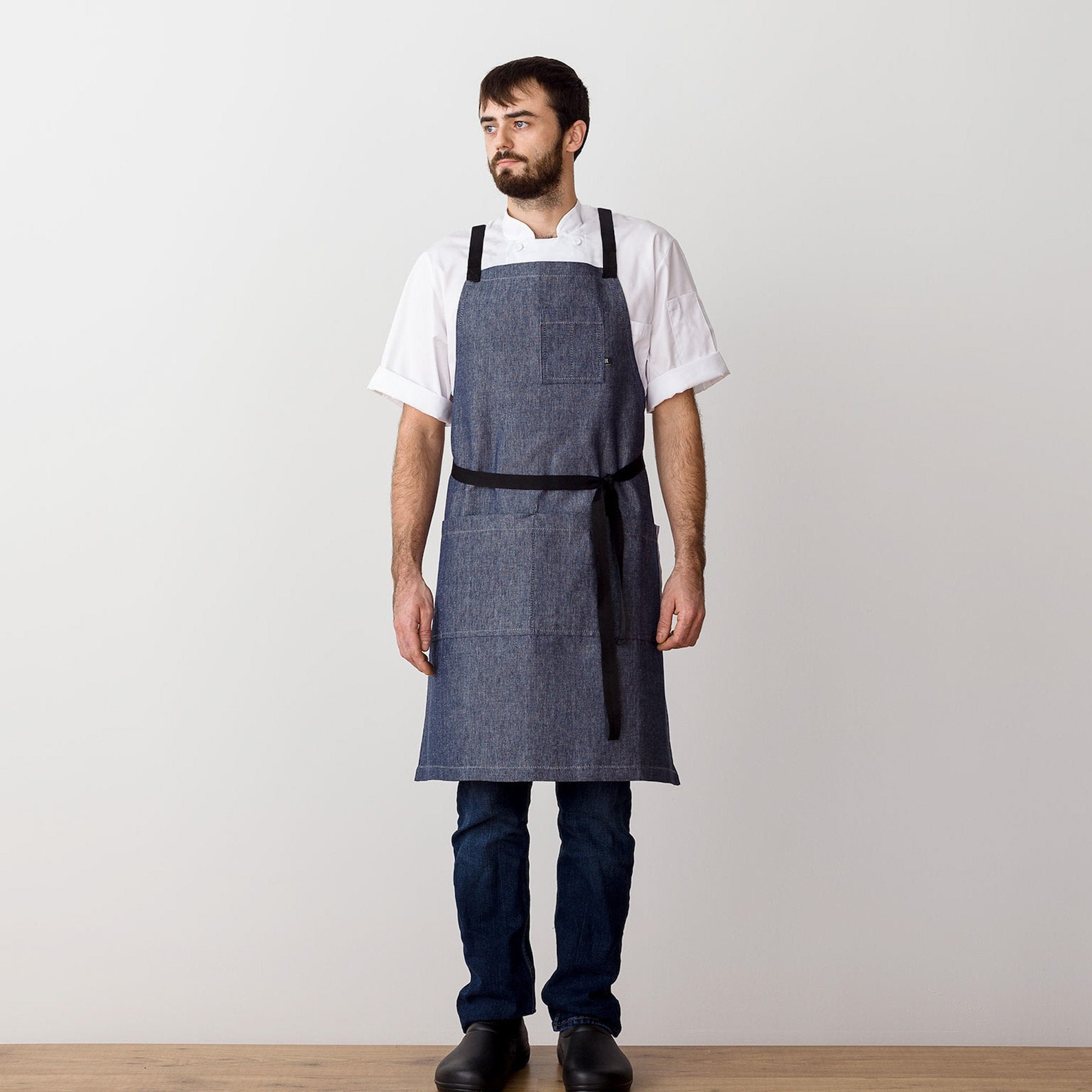 Cross Back Blue Denim Chef Apron Black Straps for Men - Etsy