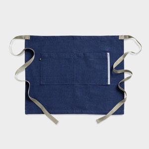 Bistro Server Half Apron for Women, Men | Navy Blue Canvas With Tan ...