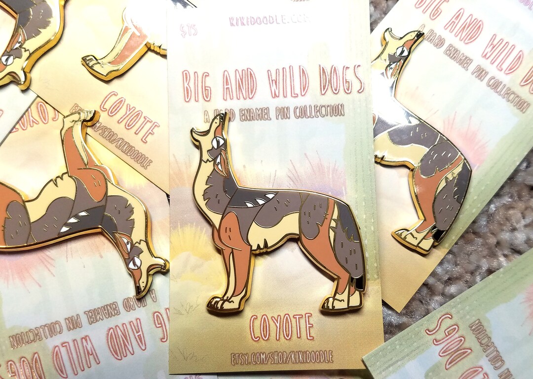 Big and Wild Dogs: Howling Coyote Gold Hard Enamel Pin 1.75" - Etsy