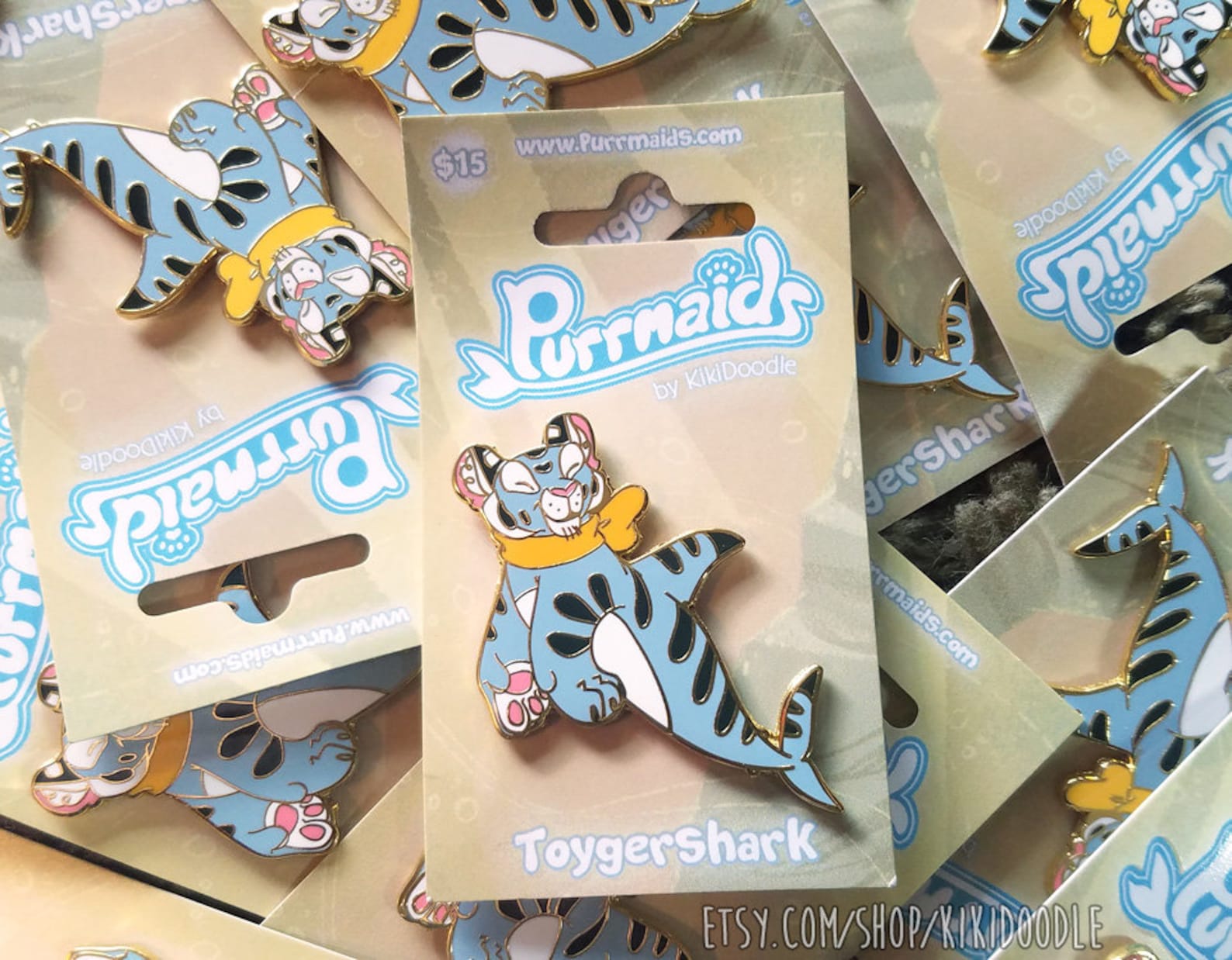 Purrmaid Toygershark Tiger Shark Mermaid Cat Hard Enamel Gold | Etsy