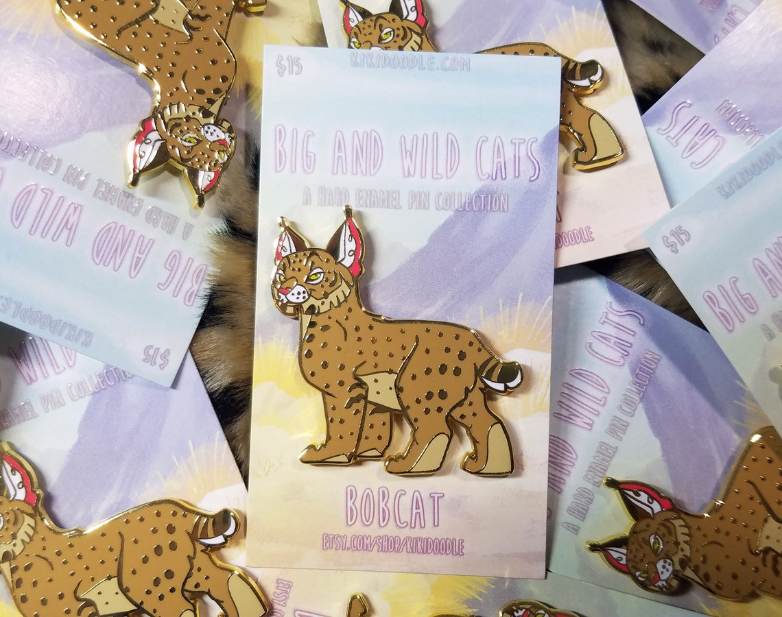 Big and Wild Cats: Bobcat Gold Hard Enamel Pin 1.75 | Etsy