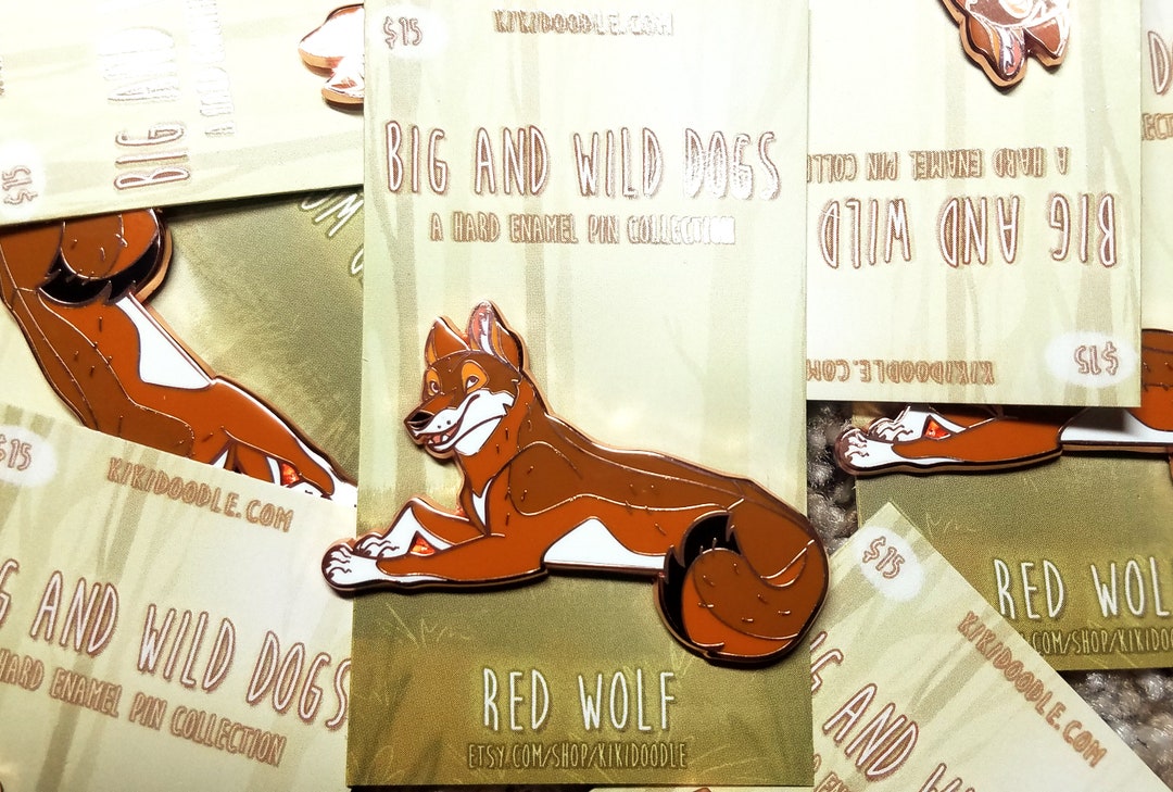 Big and Wild Dogs: Red Wolf Rose Gold Hard Enamel Pin 1.75" - Etsy